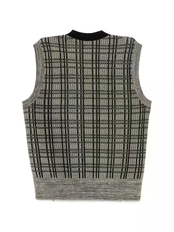 LESS Vintage-plaid V-neck Vest