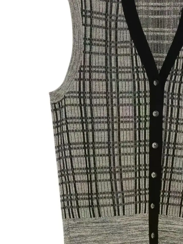 LESS Vintage-plaid V-neck Vest