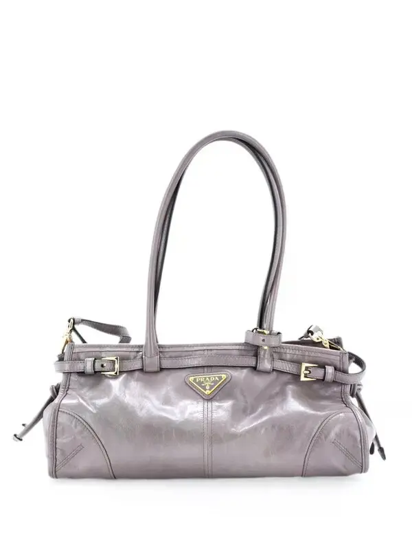 Prada Bonnie Vitello Shine Medium Crossbody Bag - Grey