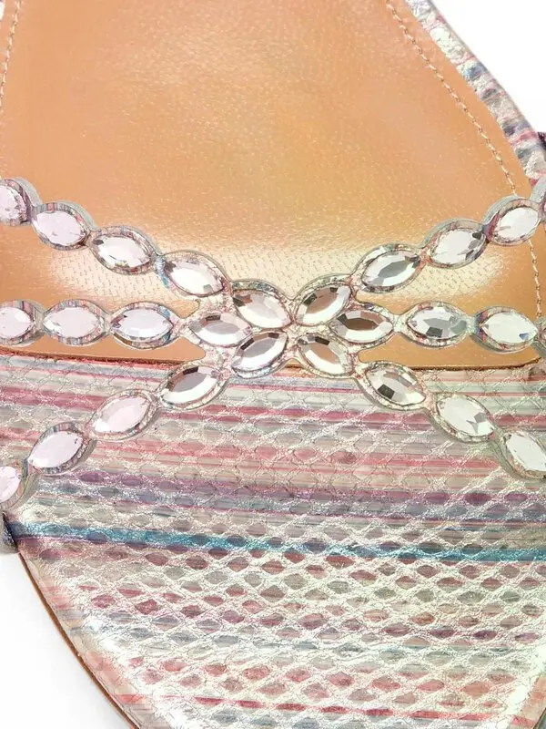 AQUAZZURA Embellished Snakeskin Effect Sandals - Pink