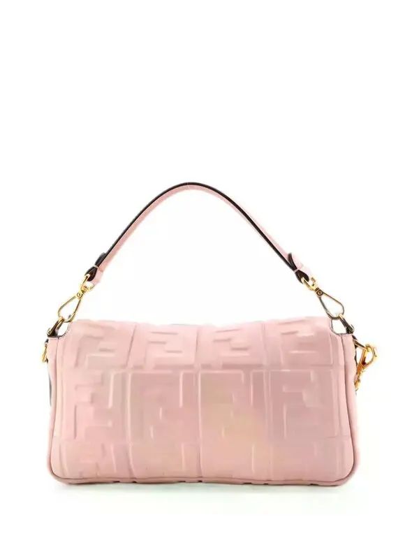 Fendi Baguette Nm Bag Zucca Embossed Leather Medium Crossbody Bag