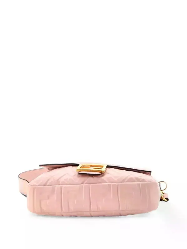 Fendi Baguette Nm Bag Zucca Embossed Leather Medium Crossbody Bag
