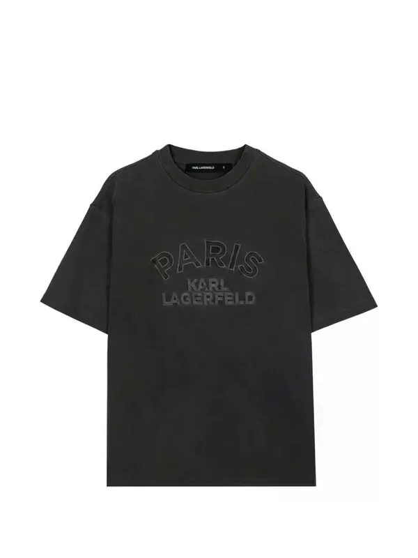 Karl Lagerfeld Logo-embroidered Acid-wash T-shirt