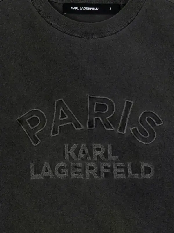 Karl Lagerfeld Logo-embroidered Acid-wash T-shirt