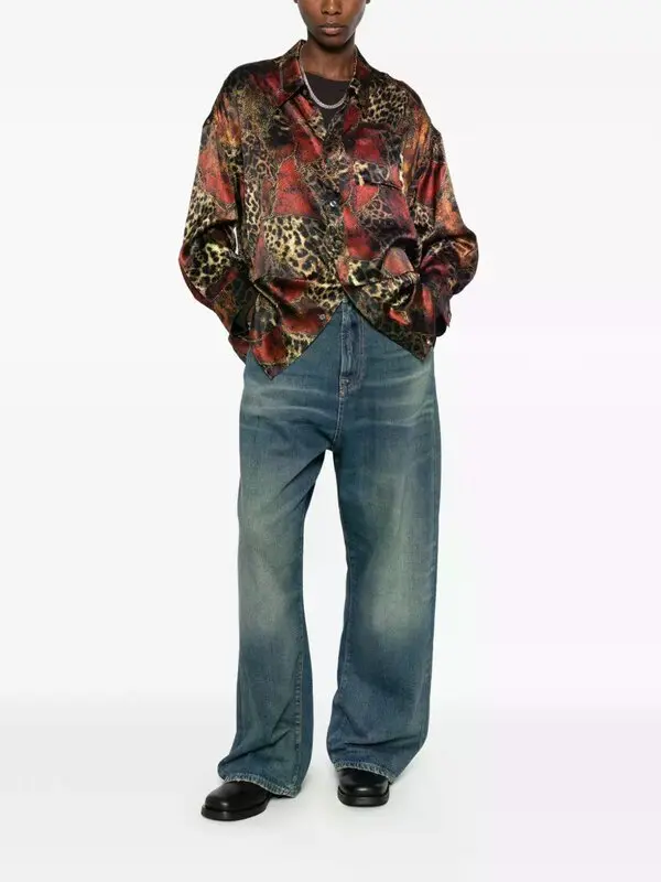 R13 Leopard-print Button-down Shirt - Red