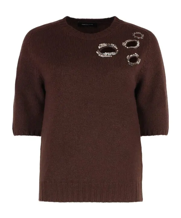 Fabiana Filippi Embellished Short Sleeve Knitted Sweater