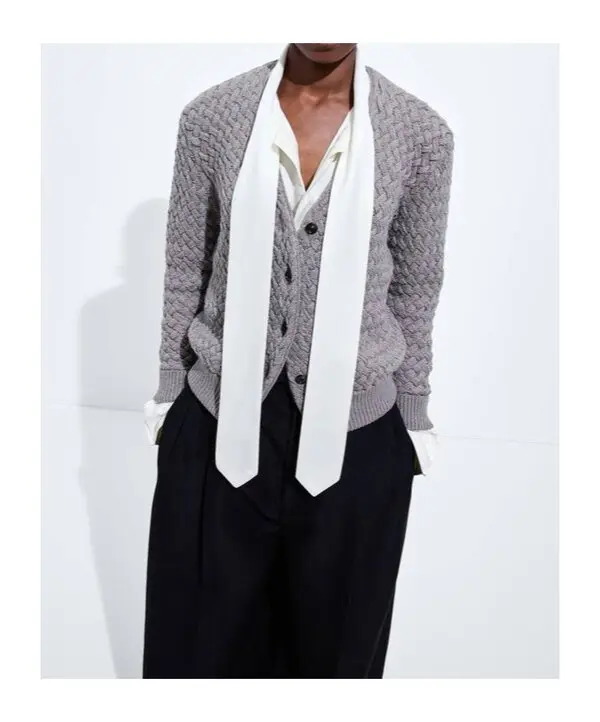 Bottega Veneta Intrecciato Wool Cardigan