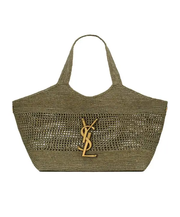 Saint Laurent Icare Raffia Medium Handbag - Brown