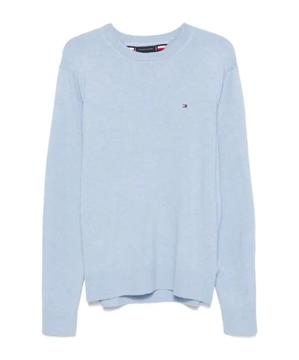 Tommy Hilfiger Crew Neck Knitwear With Embroidered Logo - Blue