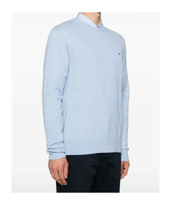 Tommy Hilfiger Crew Neck Knitwear With Embroidered Logo - Blue