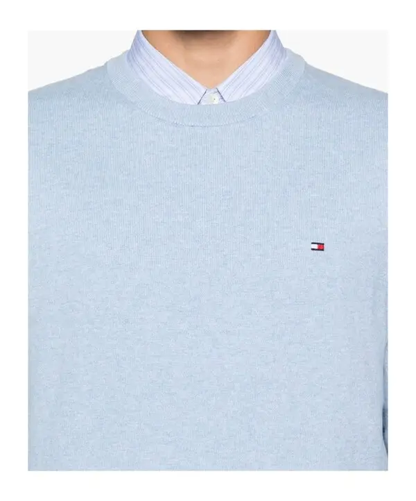 Tommy Hilfiger Crew Neck Knitwear With Embroidered Logo - Blue