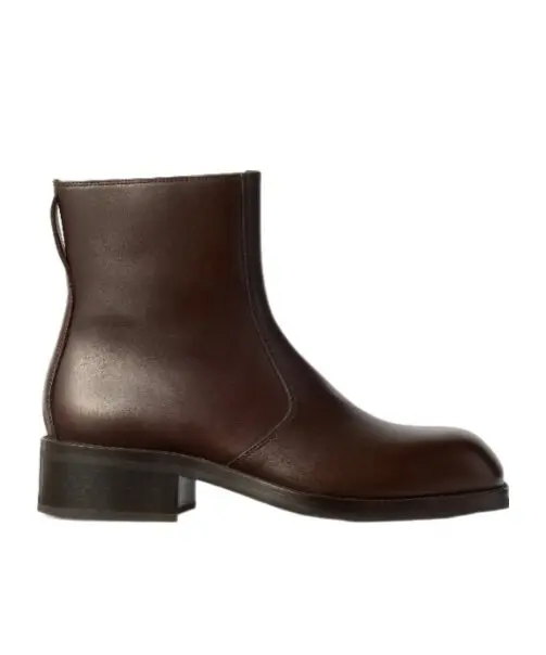 LEMAIRE Zipped Ankle Boots In Shiny Leather