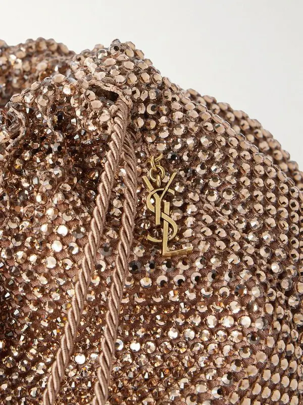 Saint Laurent Crystal-embellished Mesh Pouch