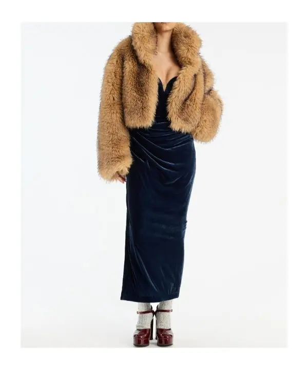 ROTATE BY BIRGER CHRISTENSEN Faux Fur Crop Jacket