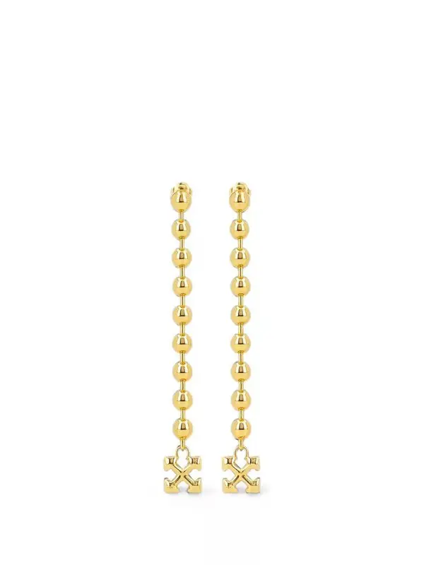 Off-White Arrow-motif Ball-chain Earrings - Gold