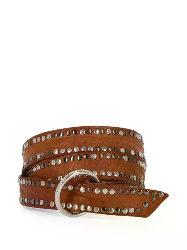 POST & CO Stud-embellished Leather Belt - Brown