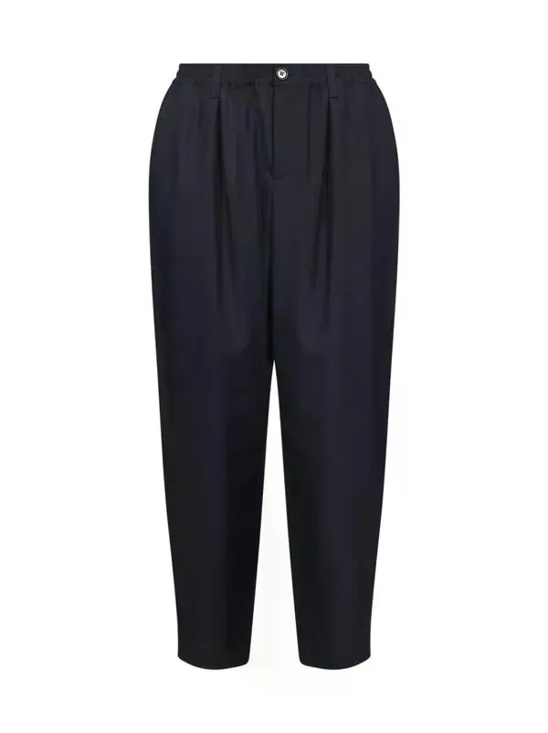 Marni Deep Tropical-wool Trousers With Drawstring Waist - Blue