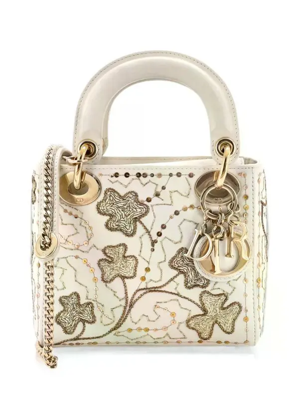 Dior Lady Chain Bag Embroidered Calfskin Mini Satchel - Gold