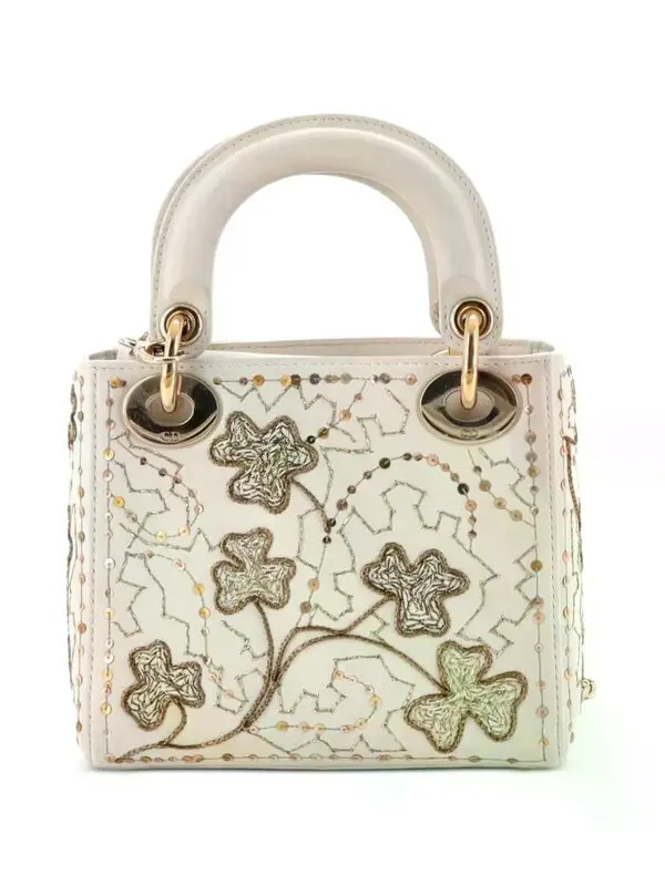 Dior Lady Embroidered Calfskin Mini Satchel - Gold