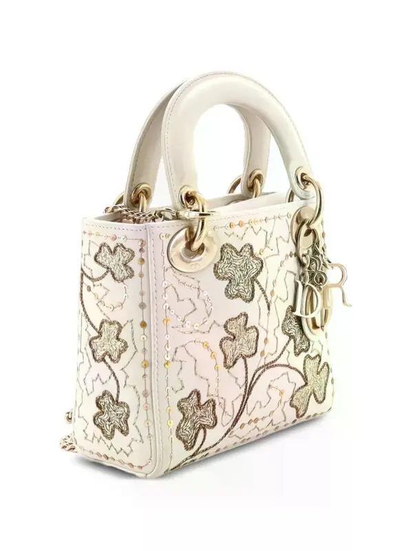 Dior Lady Embroidered Calfskin Mini Satchel - Gold
