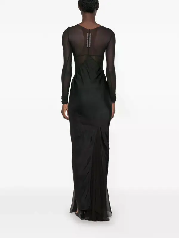 Rick Owens Long-sleeve Maxi Dress With Mesh Paneling