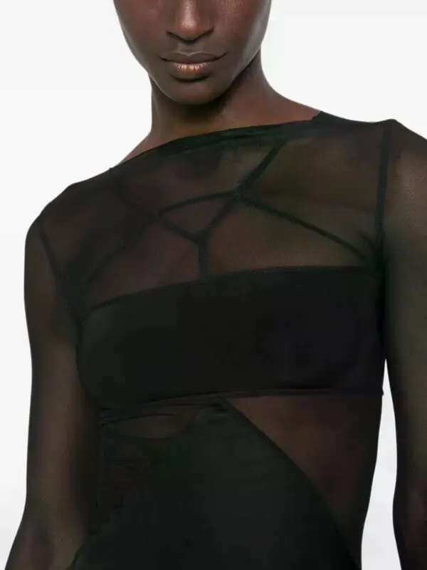 Rick Owens Long-sleeve Maxi Dress With Mesh Paneling