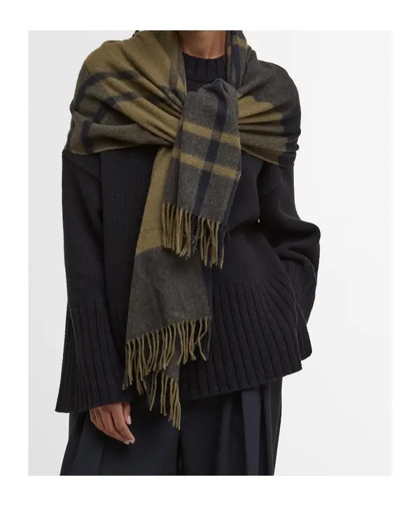 Barbour Tartan-check Fringed Scarf