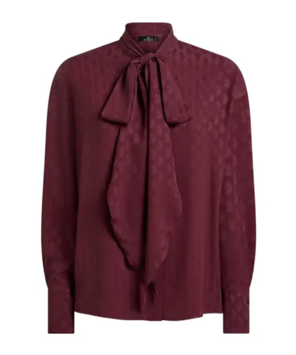 Etro Silk-blend Jacquard Shirt With Silk Scarf And Paisley Motif - Red