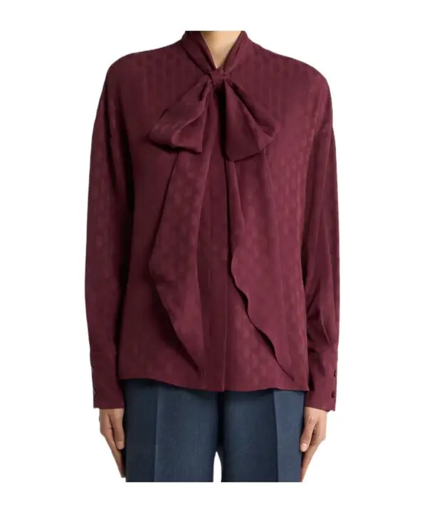 Etro Silk-blend Jacquard Paisley Motif Shirt With Scarf Detail - Red