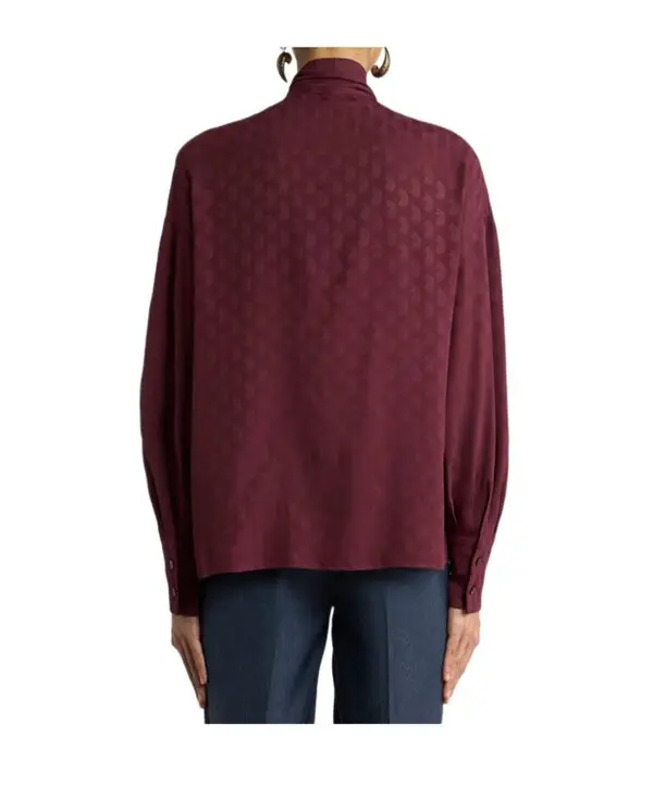 Etro Silk-blend Jacquard Paisley Motif Shirt With Scarf Detail - Red
