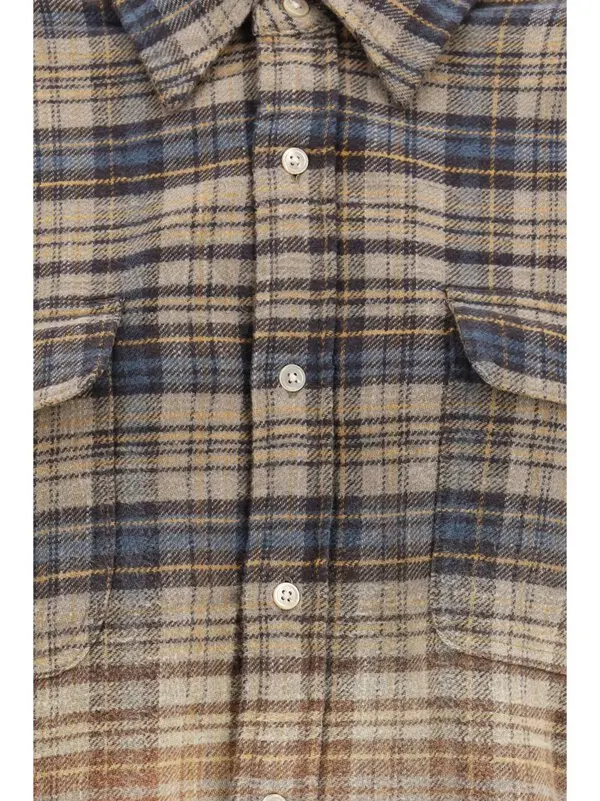 R13 Checkerboard Long-sleeved Shirt - Bleached Blue/yellow