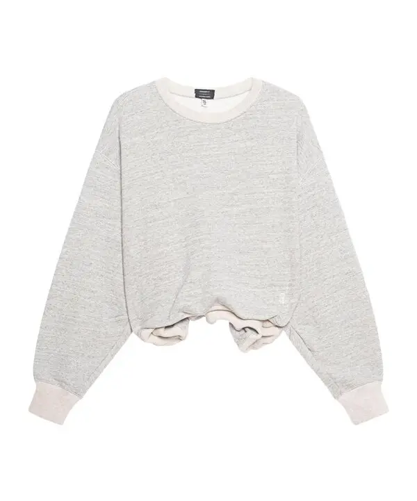 R13 Crewneck Sweatshirt With Back Graphic And Cropped Hem - Grey