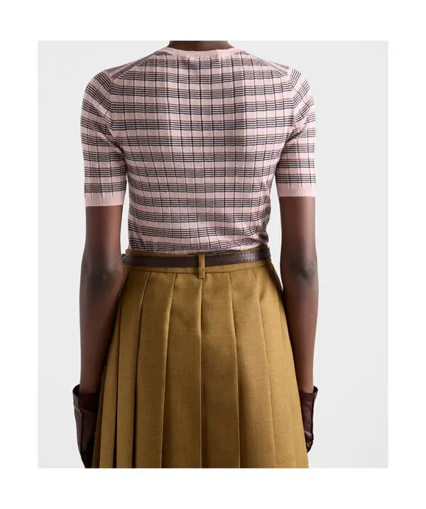 Prada Short-sleeved Striped Cashmere And Silk Sweater