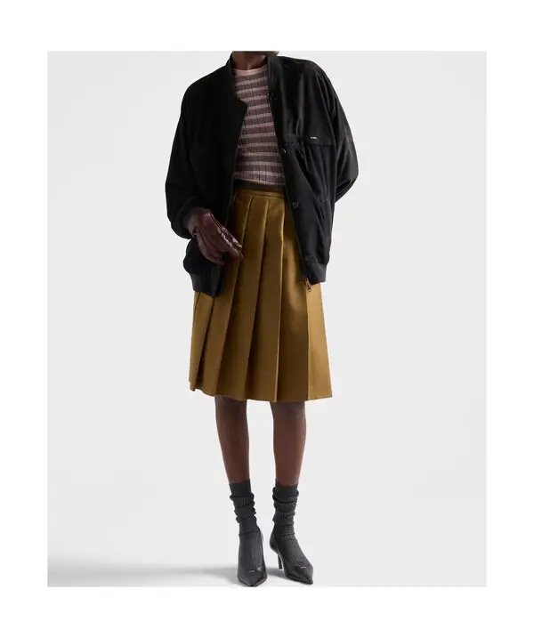 Prada Short-sleeved Striped Cashmere And Silk Sweater