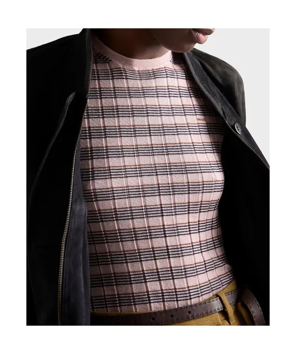Prada Short-sleeved Striped Cashmere And Silk Sweater