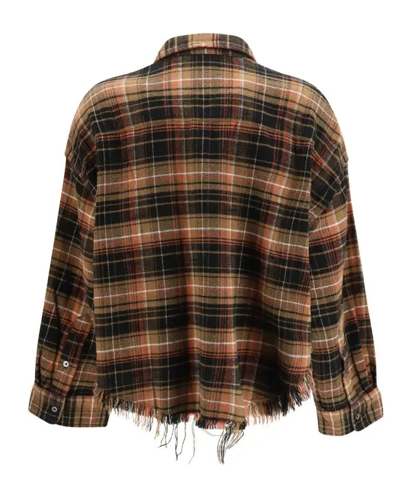 R13 Plaid Frayed Hem Shirt