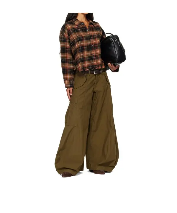 R13 Plaid Frayed Hem Shirt