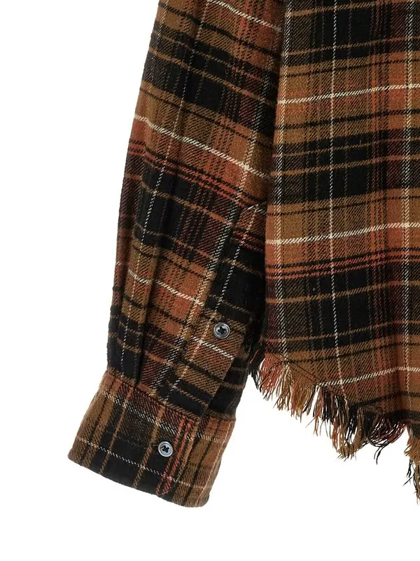 R13 Plaid Frayed Hem Shirt