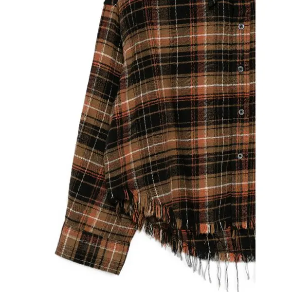 R13 Plaid Frayed Hem Shirt