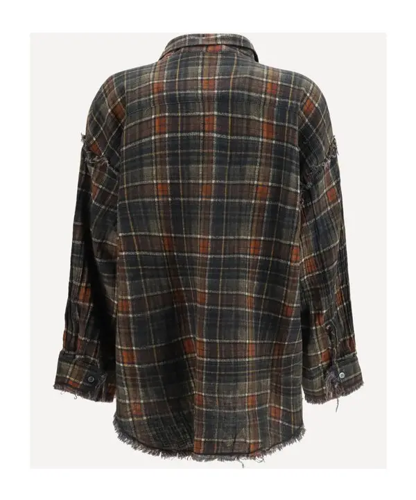 R13 Checked Distressed Reversible Shirt