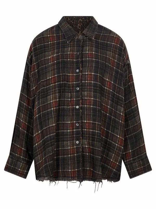 R13 Checked Distressed Reversible Shirt