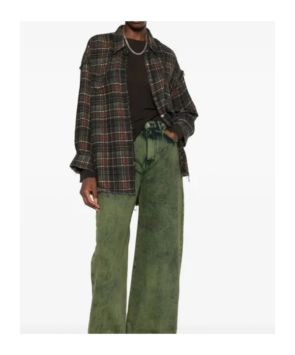 R13 Checked Distressed Reversible Shirt