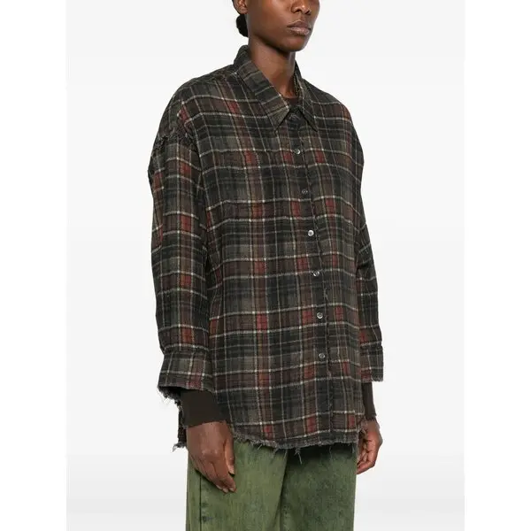 R13 Checked Distressed Reversible Shirt
