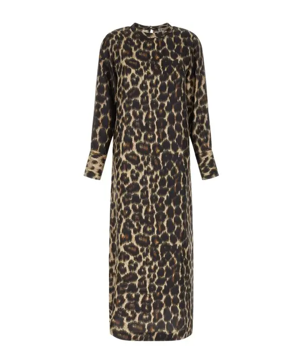 Alberto Biani Long Sleeve Jaguar Print Dress