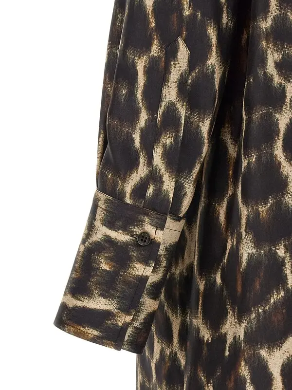 Alberto Biani Long Sleeve Jaguar Print Dress