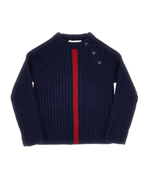Gucci Web-stripe Ribbed-knit Sweater With Button Detail