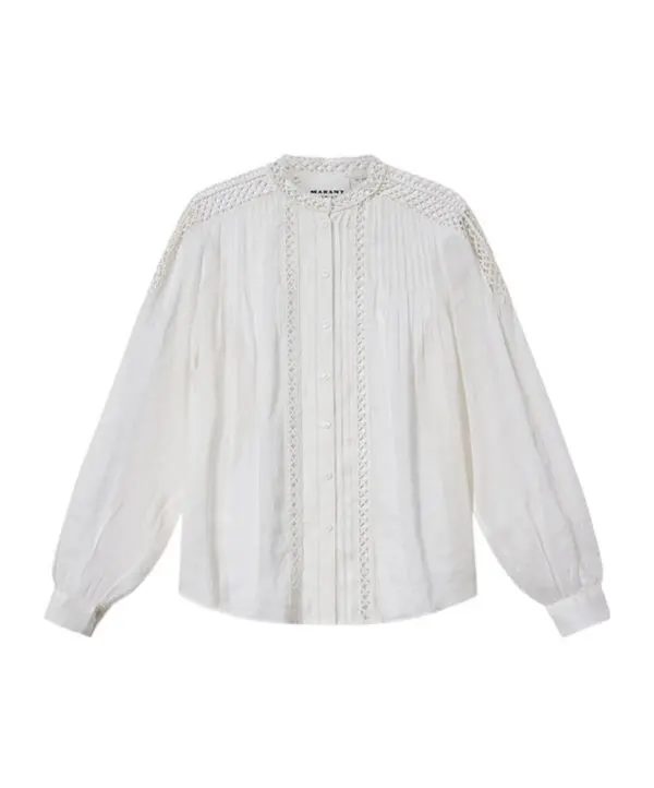 Isabel Marant Étoile Pleated Linen-blend Blouse - White