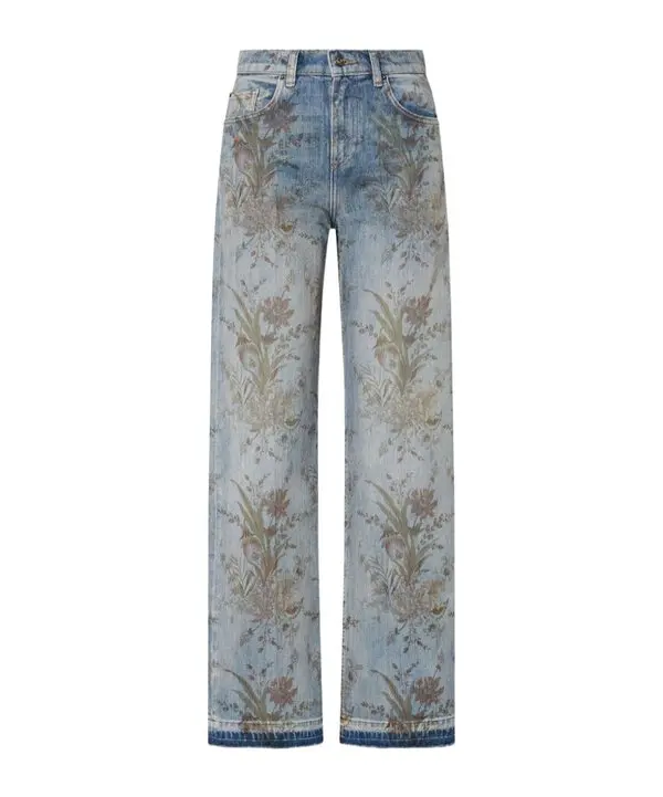 Liu Jo Floral Print Straight-leg Jeans - Blue Denim