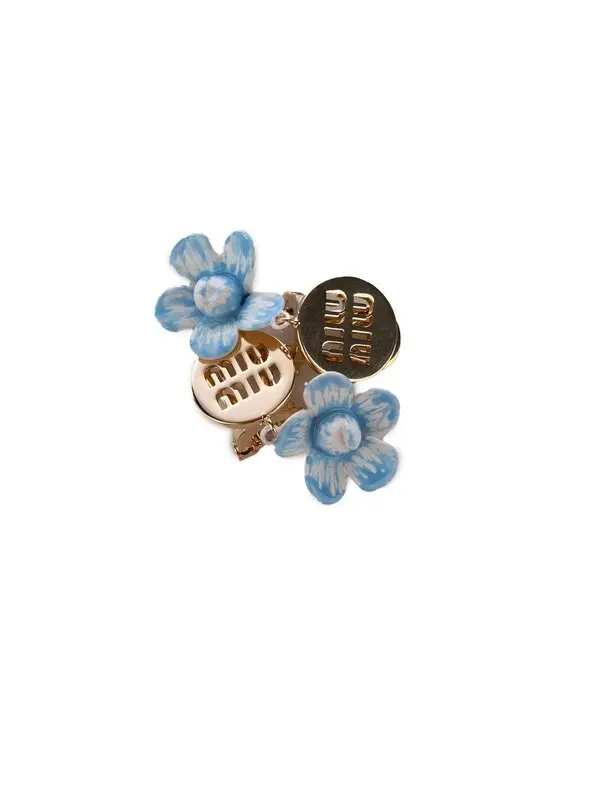 Miu Miu Flower Pendant Logo Plaque Earrings