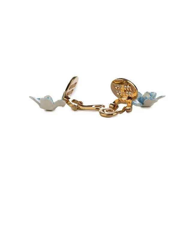 Miu Miu Flower Pendant Logo Plaque Earrings